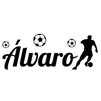 Vinilos decorativos infantiles con nombre Álvaro y balones de fútbol
